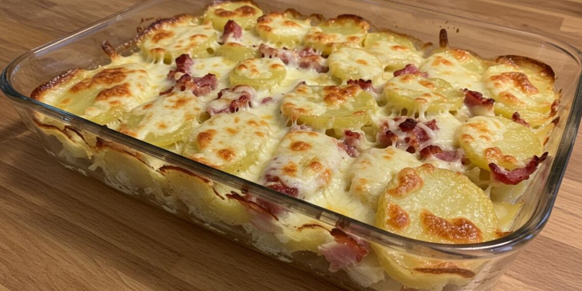 Batata gratinada com bacon: super fácil e deliciosa