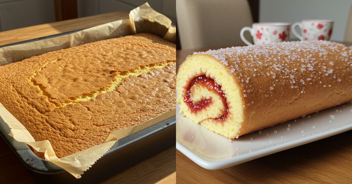 Rocambole de goiabada com massa de pão de ló igual ao da padaria