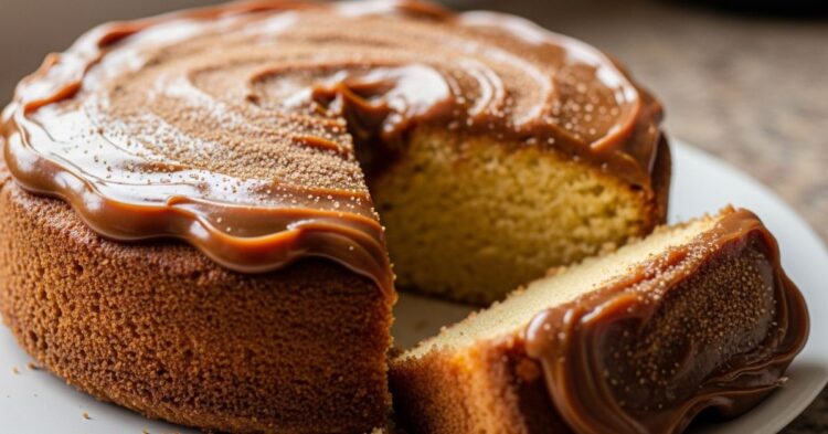Bolo churros de liquidificador com cobertura cremosa
