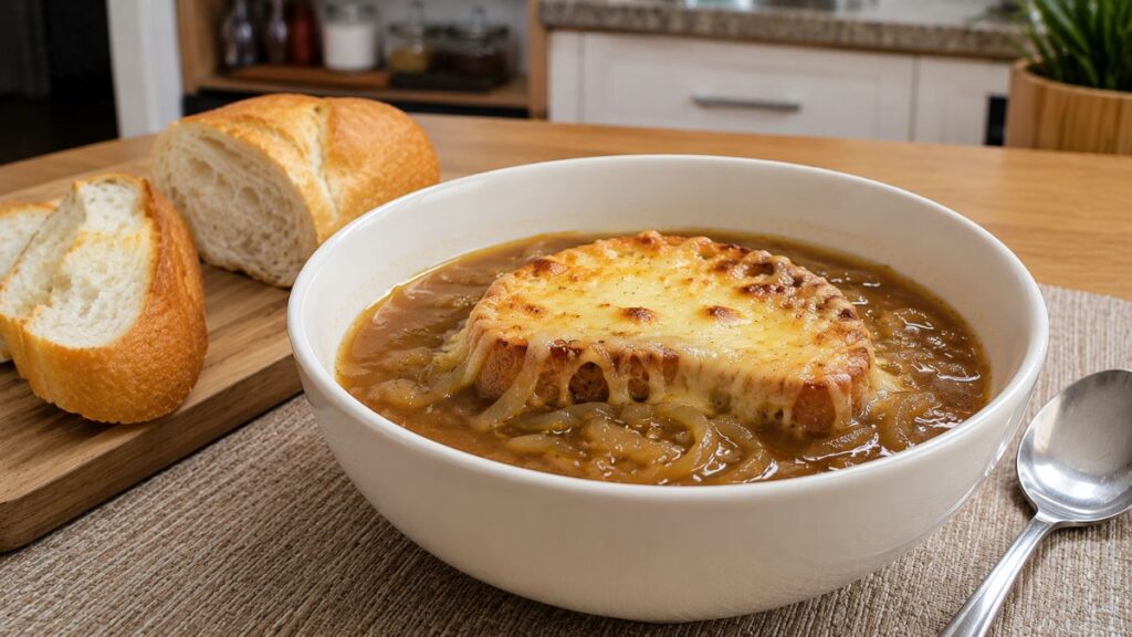 Sopa de cebola caseira fica pronta com poucos ingredientes e muito sabor
